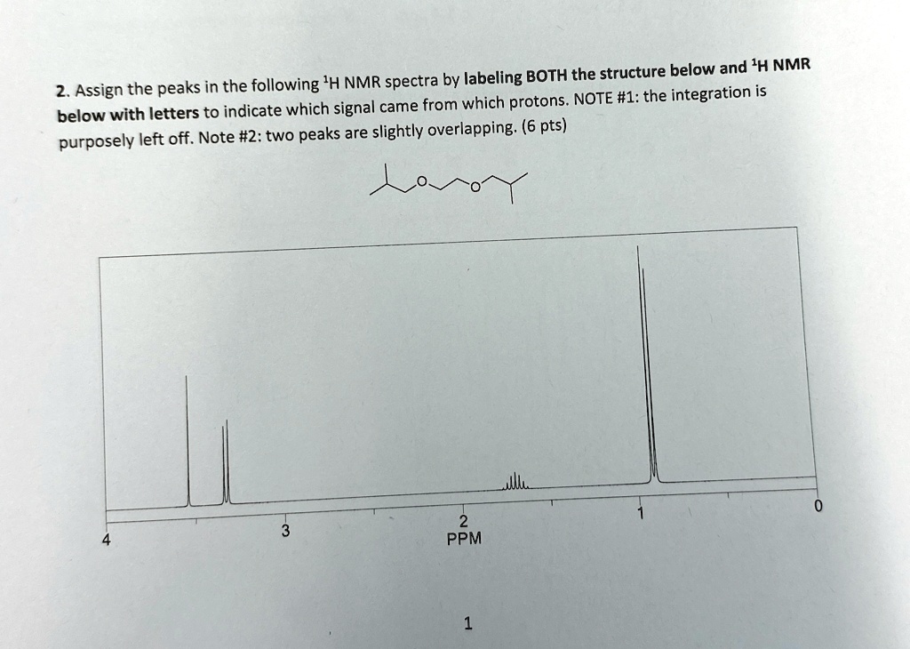 2 assign the peaks in the following 1h nmr spectra by labeling both the ...