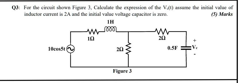 SOLVED: Agu help speeding up Q3: For the circuit shown in Figure 3, calculate the expression of ...