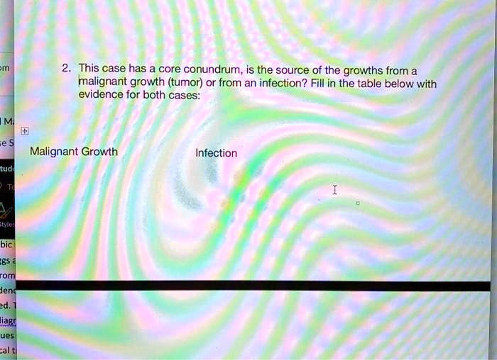 SOLVED: This case has a core conundrum: is the source of the growths ...