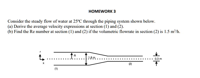 SOLVED: HOMEWORK 3 Consider the steady flow of water at 25C through the piping system shown ...