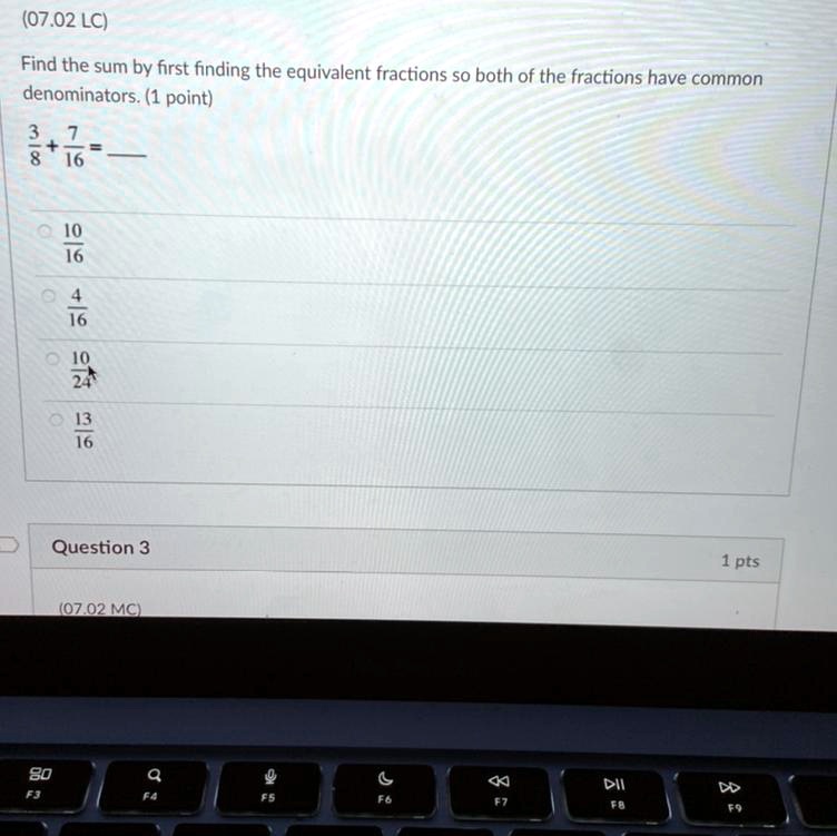 SOLVED: 'Find the sum by first finding the equivalent fractions so both ...