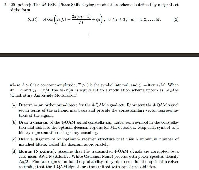 SOLVED: please solve 100% asap 2.20 pointsThe M-PSK(Phase Shift Keying ...