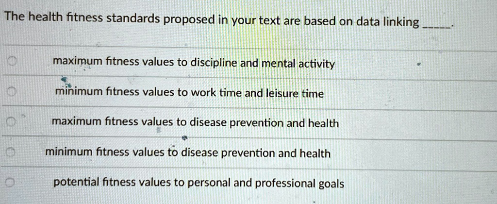 The health fitness standards proposed in your text are based on data ...