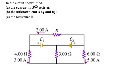 SOLVED: In the circuit shown, find the current in the 392 resistor; the unknown emf E1 and E2 ...