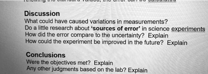 SOLVED: Text: Discussion: What could have caused variations in ...
