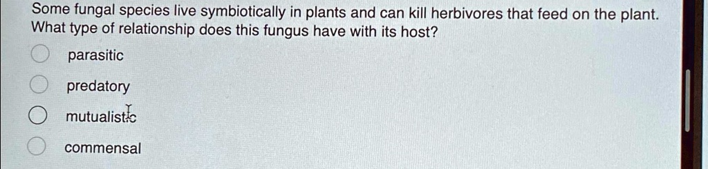 Some fungal species live symbiotically in plants and can kill ...