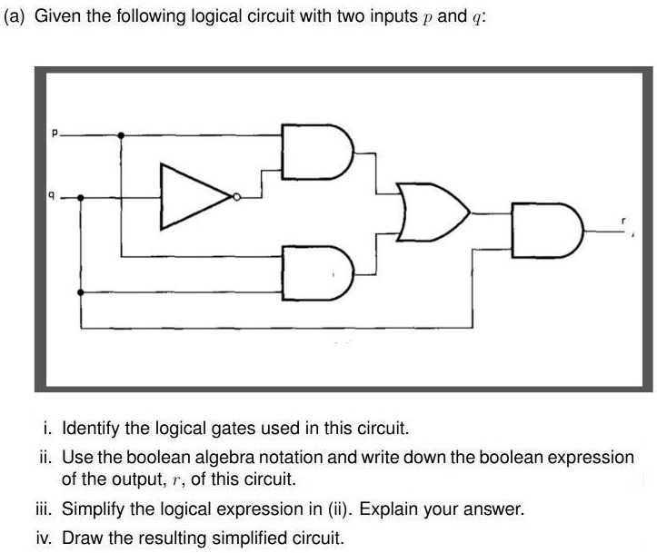 Solved A Given The Following Logical Circuit With Two Inputs P And 4