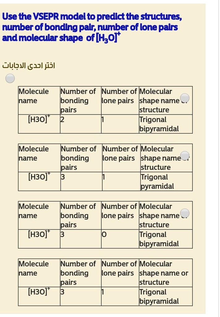 use the vsepr model topredlct the structures number of bondlng palr ...
