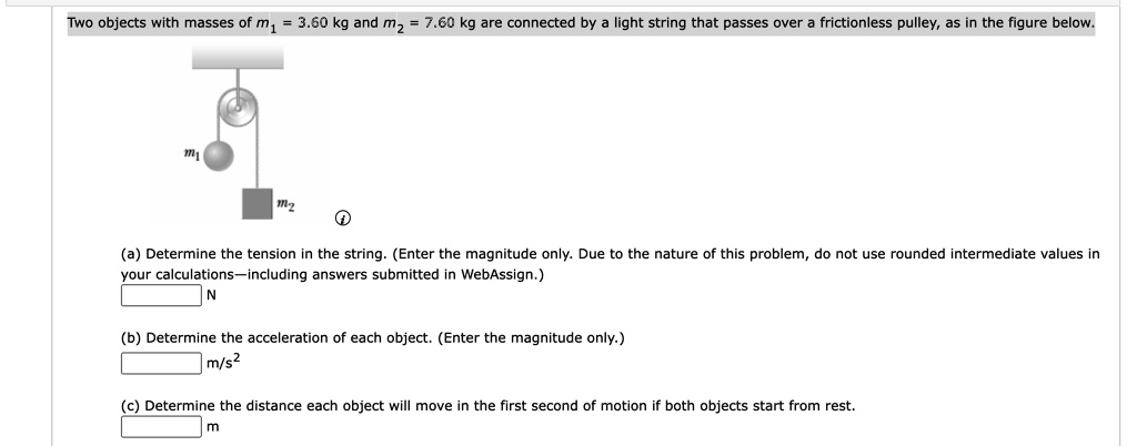 Solved Two Objects With Masses Of Mâ‚ 3 60 Kg And Mâ‚‚ 7 60 Kg Are