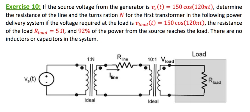 SOLVED: Exercise 10: If the source voltage from the generator is vs(t ...