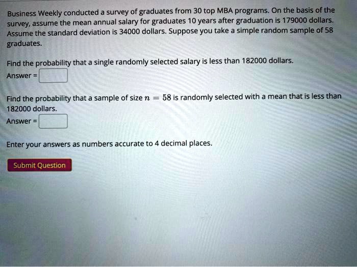 Business Weekly conducted a survey of graduates from 30 top MBA ...