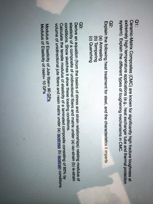 SOLVED: Q3 (c) Quenching (b) Tempering (a) Annealing Q2: Q1 Modulus of ...