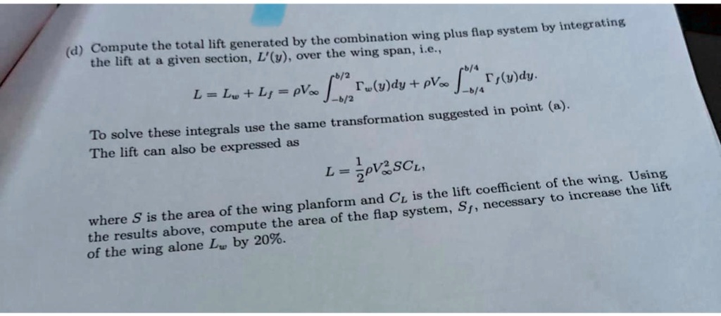 SOLVED: Consider a finite wing of span b having a spanwise elliptic ...