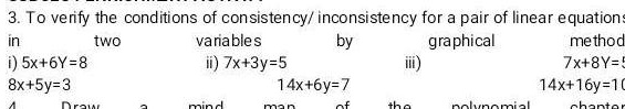 SOLVED: 3.To verify the conditions of consistency/inconsistency for a pair of linear equation in ...