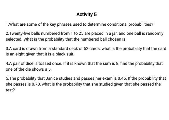 Activity 5 1.What are some of the key phrases used to determine ...