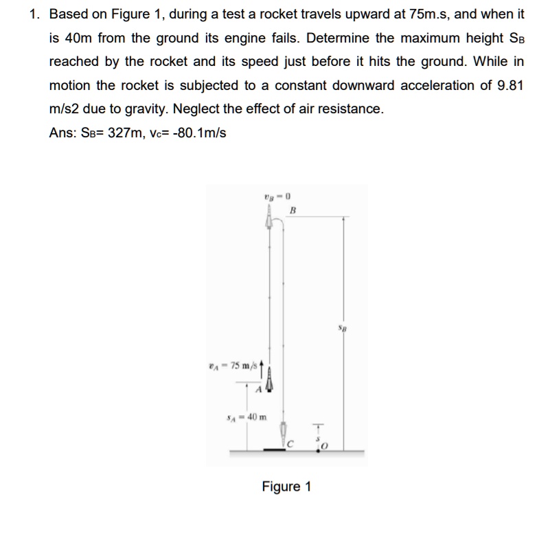 1. Based on Figure 1, during a test a rocket travels upward...