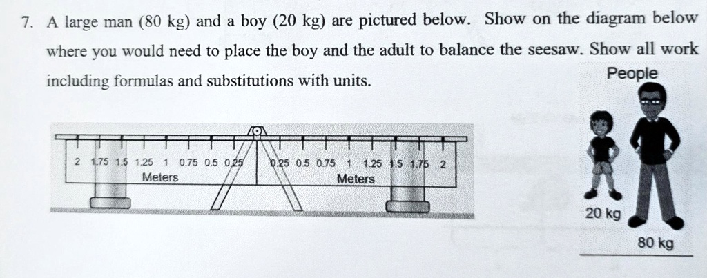 7. A large man (80 kg) and a boy (20 kg) are pictured below....