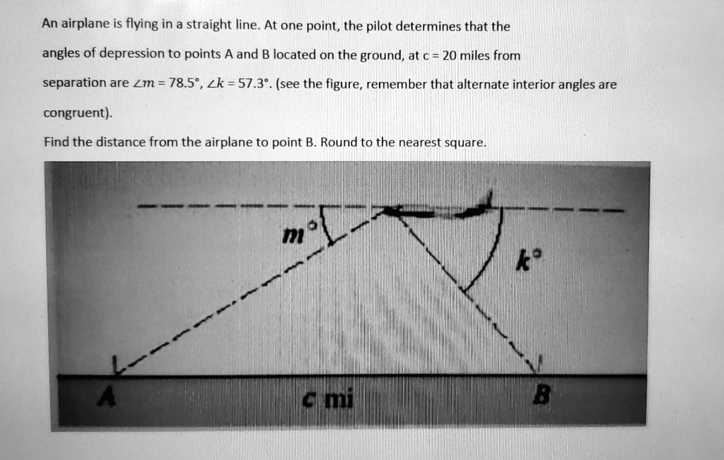 An airplane is flying in a straight line. At one point, the pilot ...