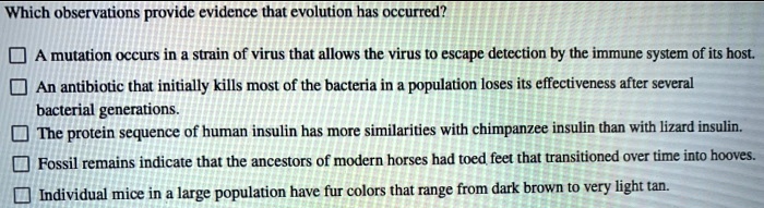 which observations provide evidence that evolution has occurred ...