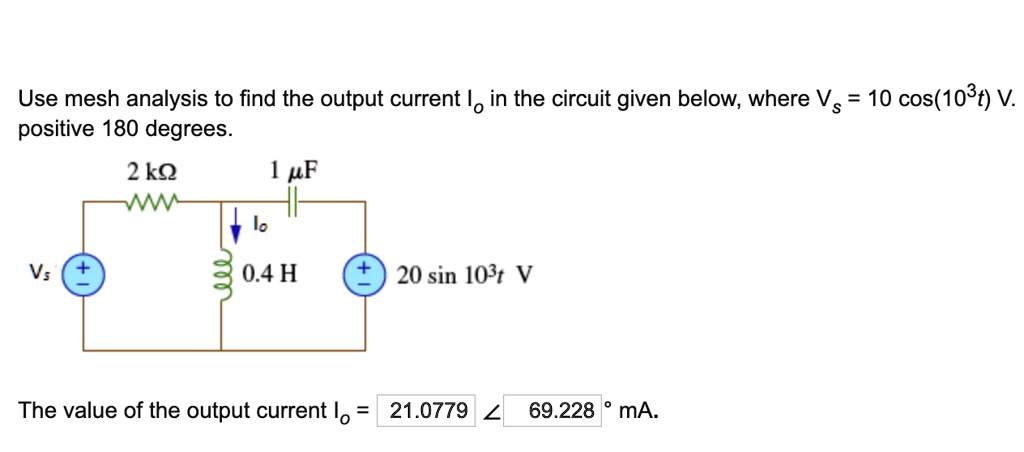 use mesh analysis to find the output current io in the circuit given below where vs use mesh ...