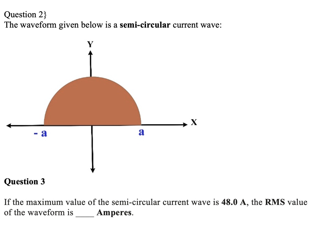 SOLVED: Question 2 The waveform given below is a semi-circular current wave: Y a Question 3 If ...