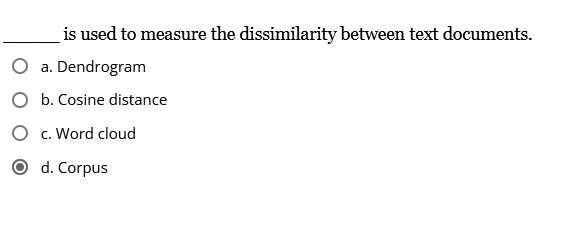 SOLVED: Text is used to measure the dissimilarity between text ...