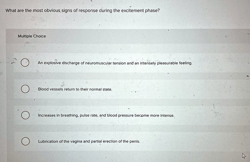 [GET ANSWER] what are the most obvious signs of response during the ...