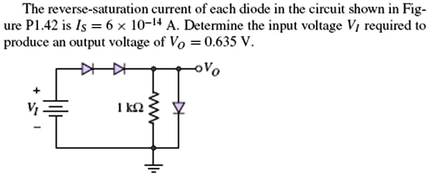 SOLVED: The reverse-saturation current of each diode in the circuit shown in Figure P1.42 is Is ...