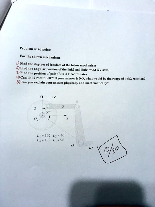 Problem 4: 40 points For the shown mechanism: Find the degrees of ...