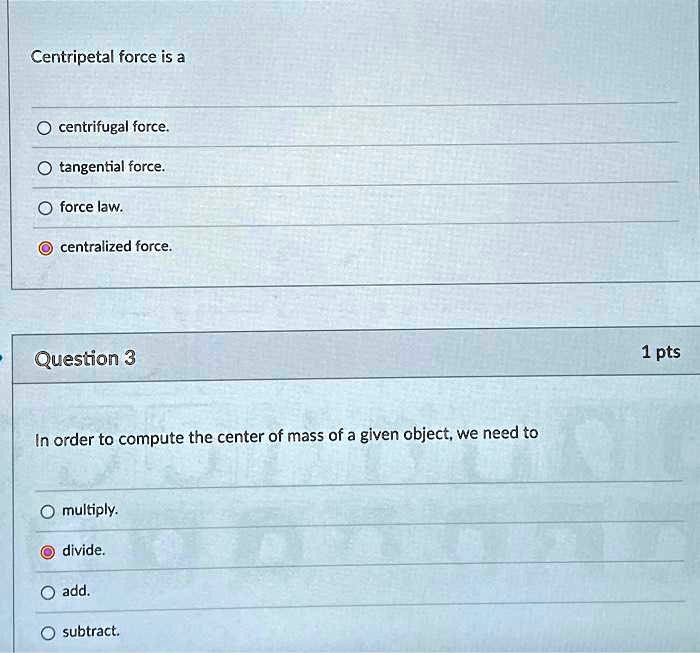 SOLVED: Texts: Centripetal force is a centrifugal force, tangential ...