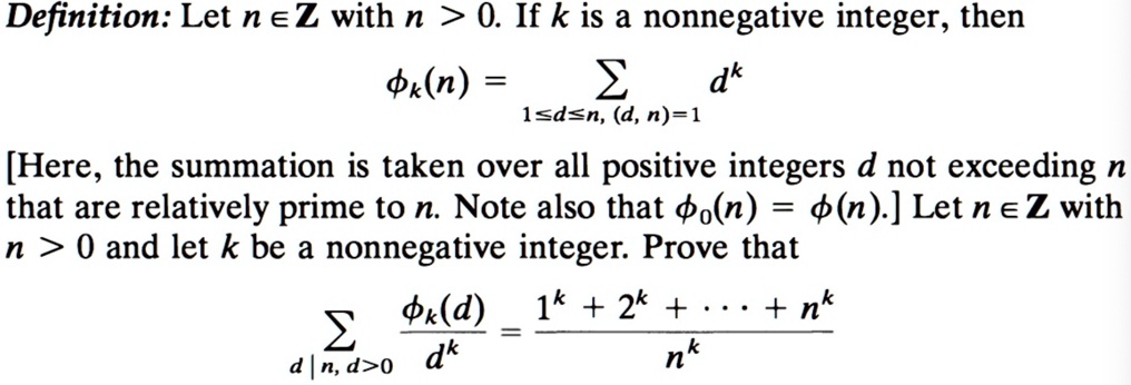 SOLVED: Definition: Let n ez with n > 0. If k is a nonnegative integer ...