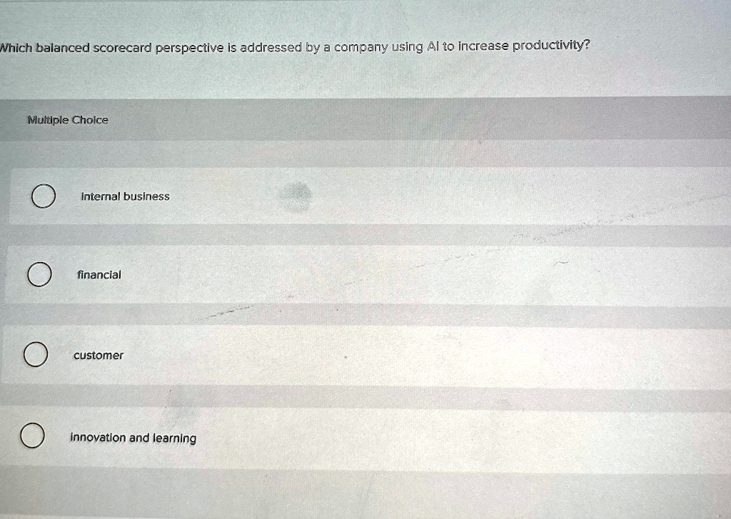 which balanced scorecard perspective is addressed by a company using al ...