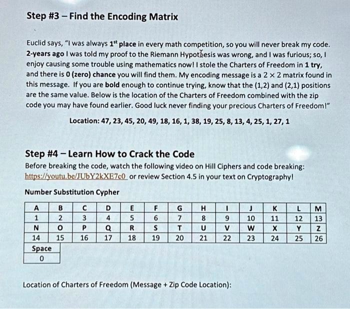 the zip code you need is 23440 step 3 find the encoding matrix euclid says i was always 1st ...