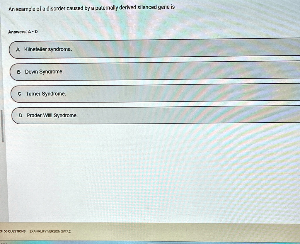 an example of a disorder caused by a paternally derived silenced gene ...