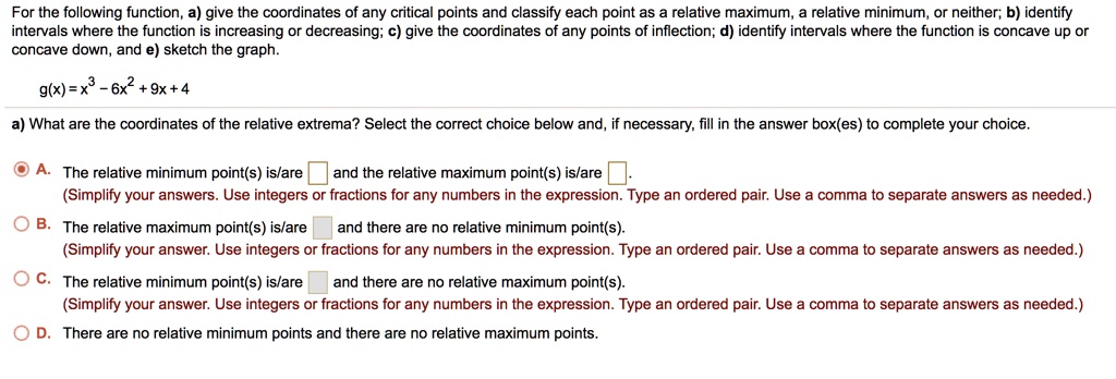 for the following function a give the coordinates of any critical ...