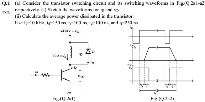 SOLVED: Q.2 a) Consider the transistor switching circuit and its switching waveforms in Fig.Q ...