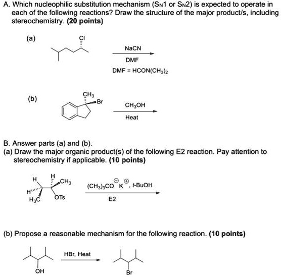SOLVED: Which nucleophilic substitution mechanism (Sv1 or Sn2) is ...