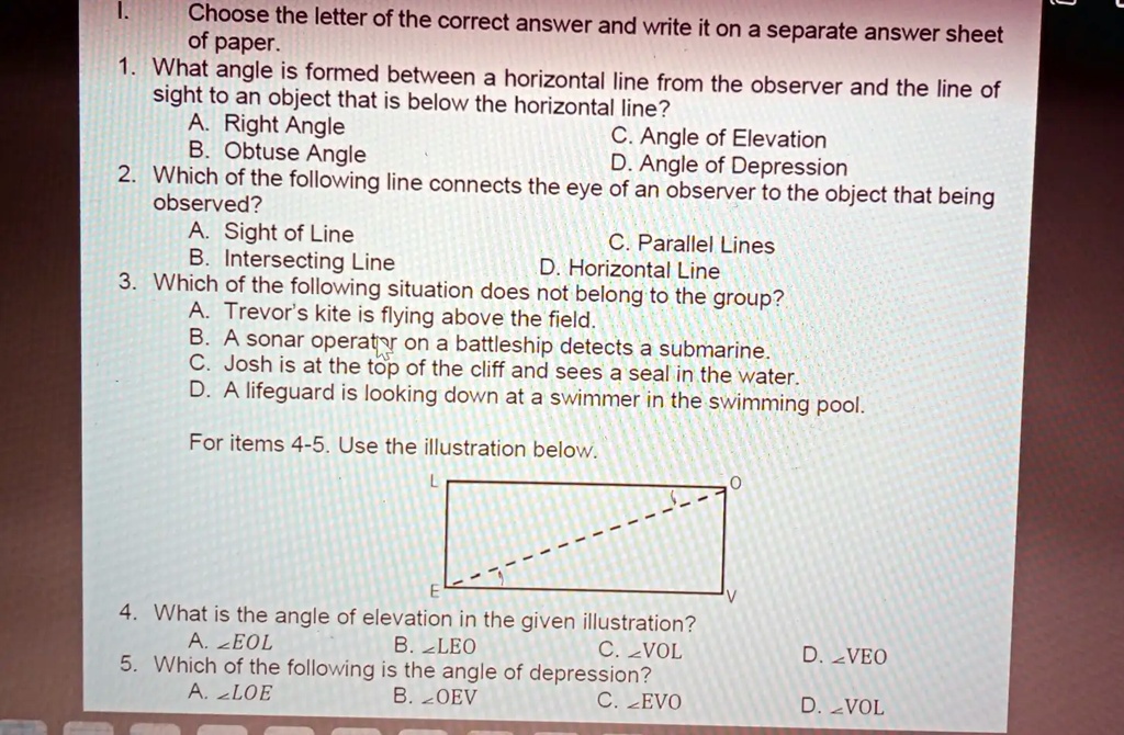 SOLVED: Choose the letter of the correct answer and write it on a separate answer sheet of paper ...