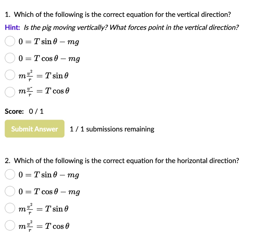 SOLVED: 1 Which of the following is the correct equation for the ...