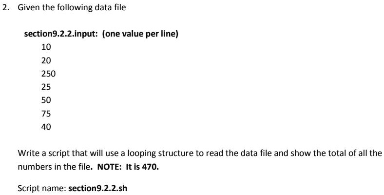 Solved Given The Following Data Fileput One Value Per Line 10 20 250 25 50