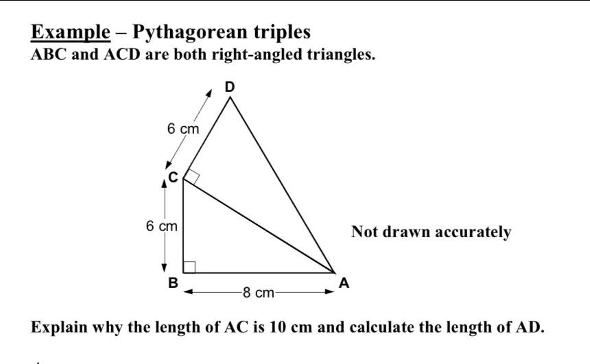 SOLVED: Example Pythagorean triples ABC and ACD are both right-angled ...