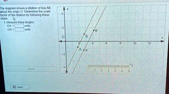 SOLVED: The diagram shows a dilation of line AB about the origin. Determine the scale factor of ...