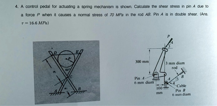 A control pedal for actuating a spring mechanism is shown. Calculate ...