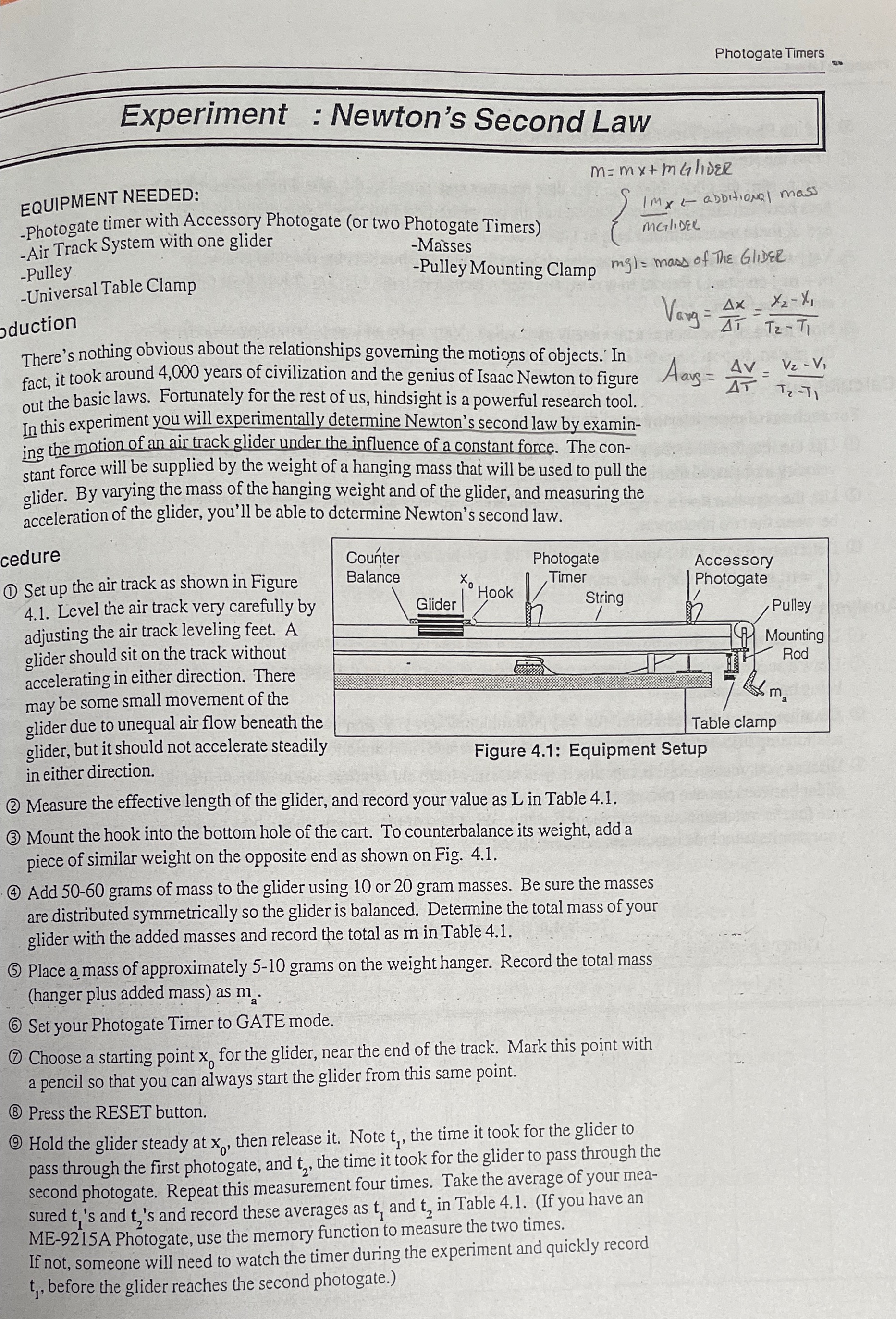 SOLVED: Photogate Timers Experiment : Newton's Second Law EQUIPMENT ...