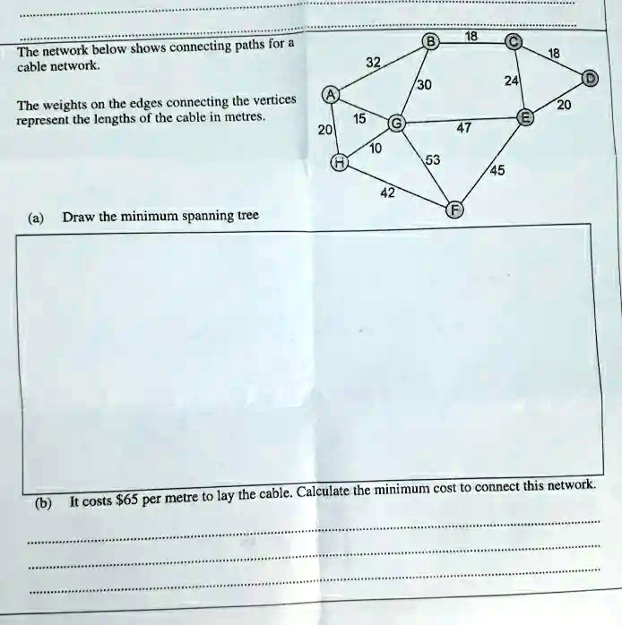 The network below shows connecting paths for a cable network. B 18 18 ...