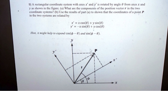 9) A rectangular coordinate system with axes x' and y' is rotated by ...