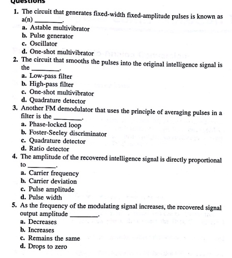 1. The circuit that generates fixed-width fixed-amplitude pulses is ...