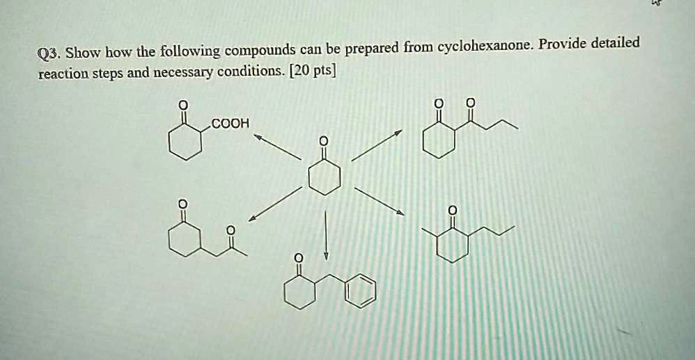 SOLVED: Q3. Show bow the following compounds can be prepared from cyclohexanone: Provide ...