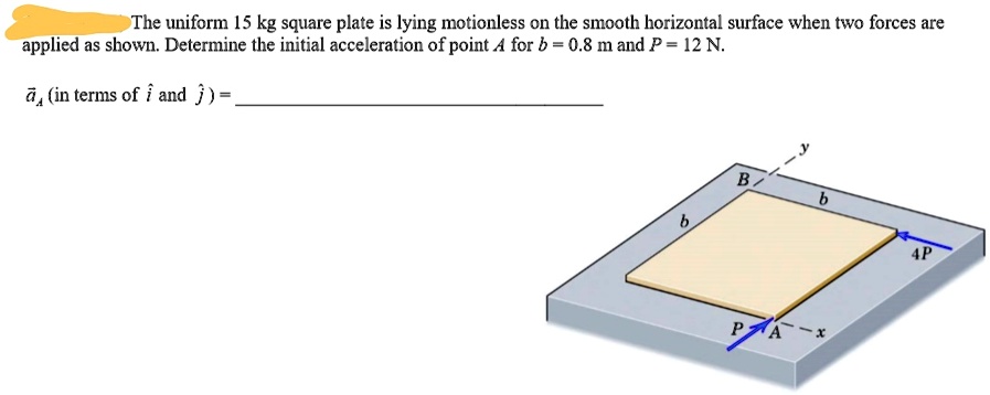 SOLVED: The uniform 15 kg square plate is lying motionless on the ...