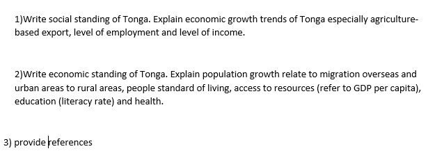 VIDEO solution: Write about the social standing of Tonga. Explain the ...